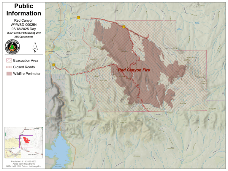 Wyoming’s Red Canyon Fire balloons to over 91,000 acres amid ...