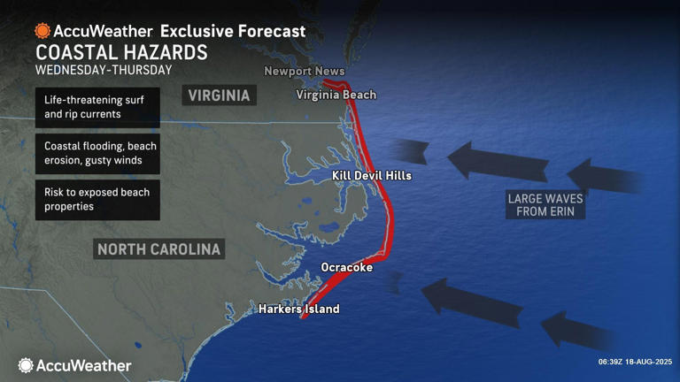 Most of Hurricane Erin's wrath will be rip currents, surges along ...
