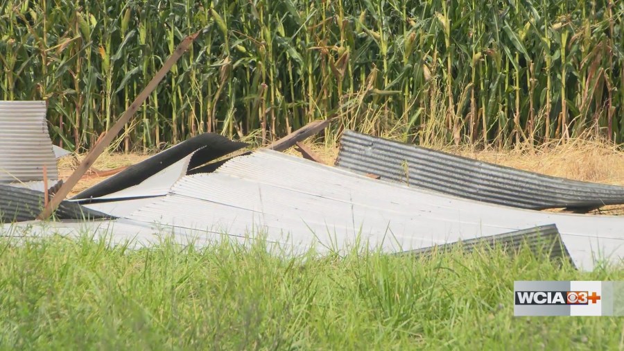 Storm swipes away barn roof in Homer