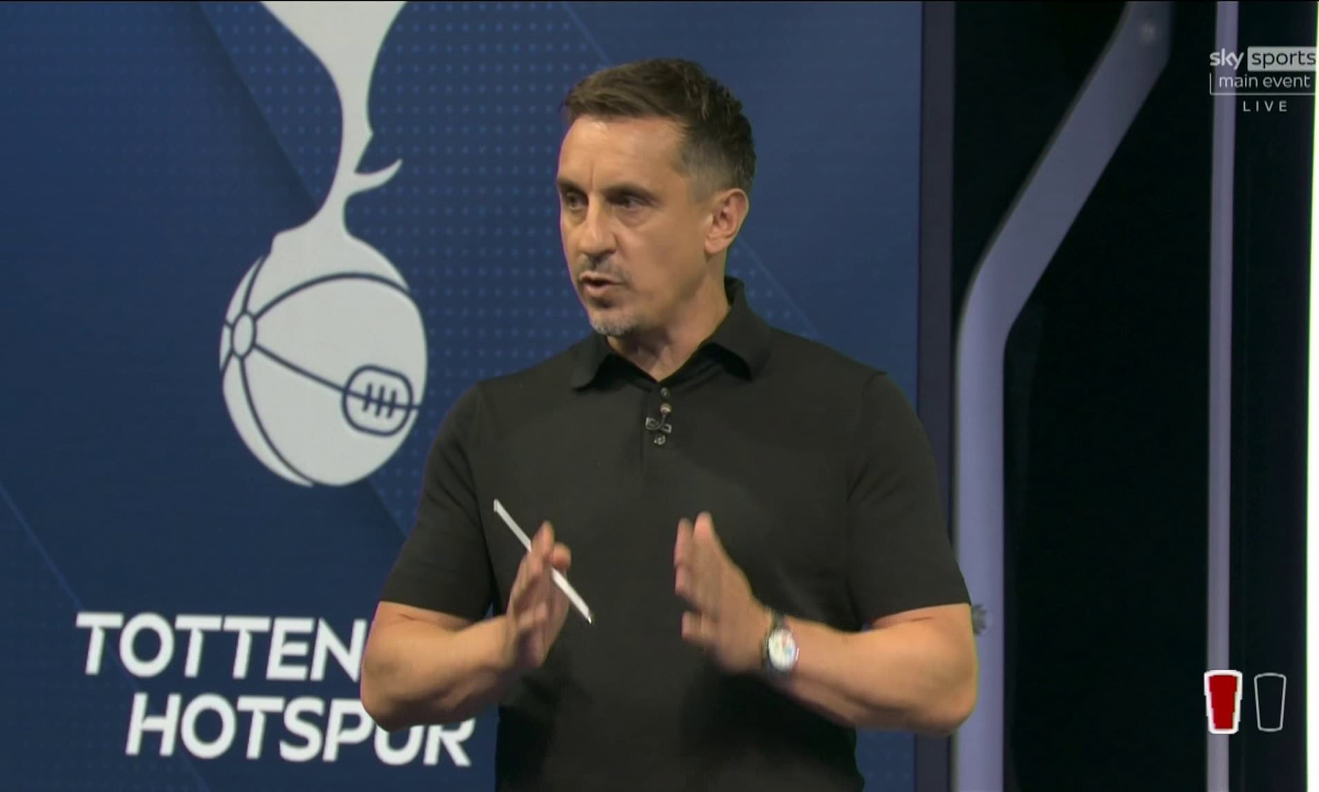 Red-faced Gary Neville caught making dig at Leeds fans live on Sky ...