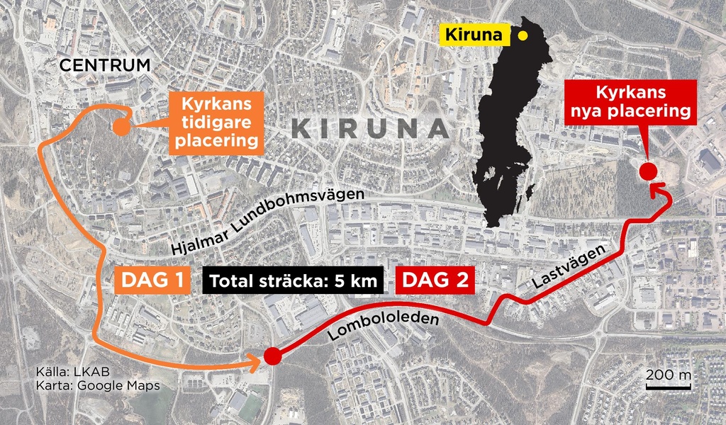 Det här händer under kyrkflytten i Kiruna