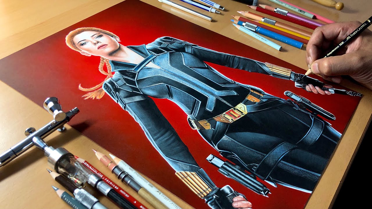 Drawing Black Widow (Scarlett Johansson): Time-lapse Art!