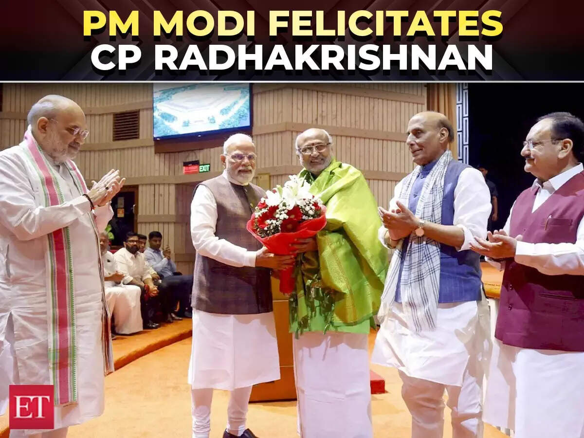 PM Modi felicitates CP Radhakrishnan, NDA’s Vice Presidential candidate