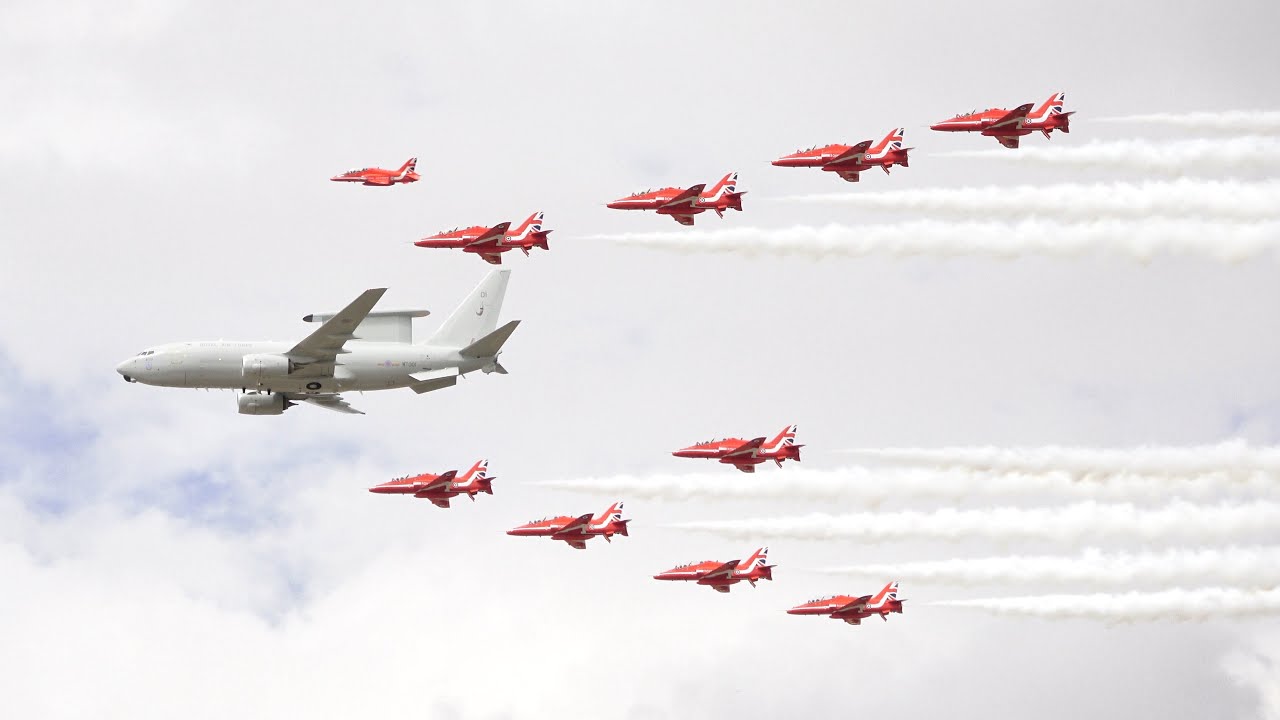 Spectacular Flypast – RAF’s New E-7 Wedgetail & Red Arrows at RIAT 2025