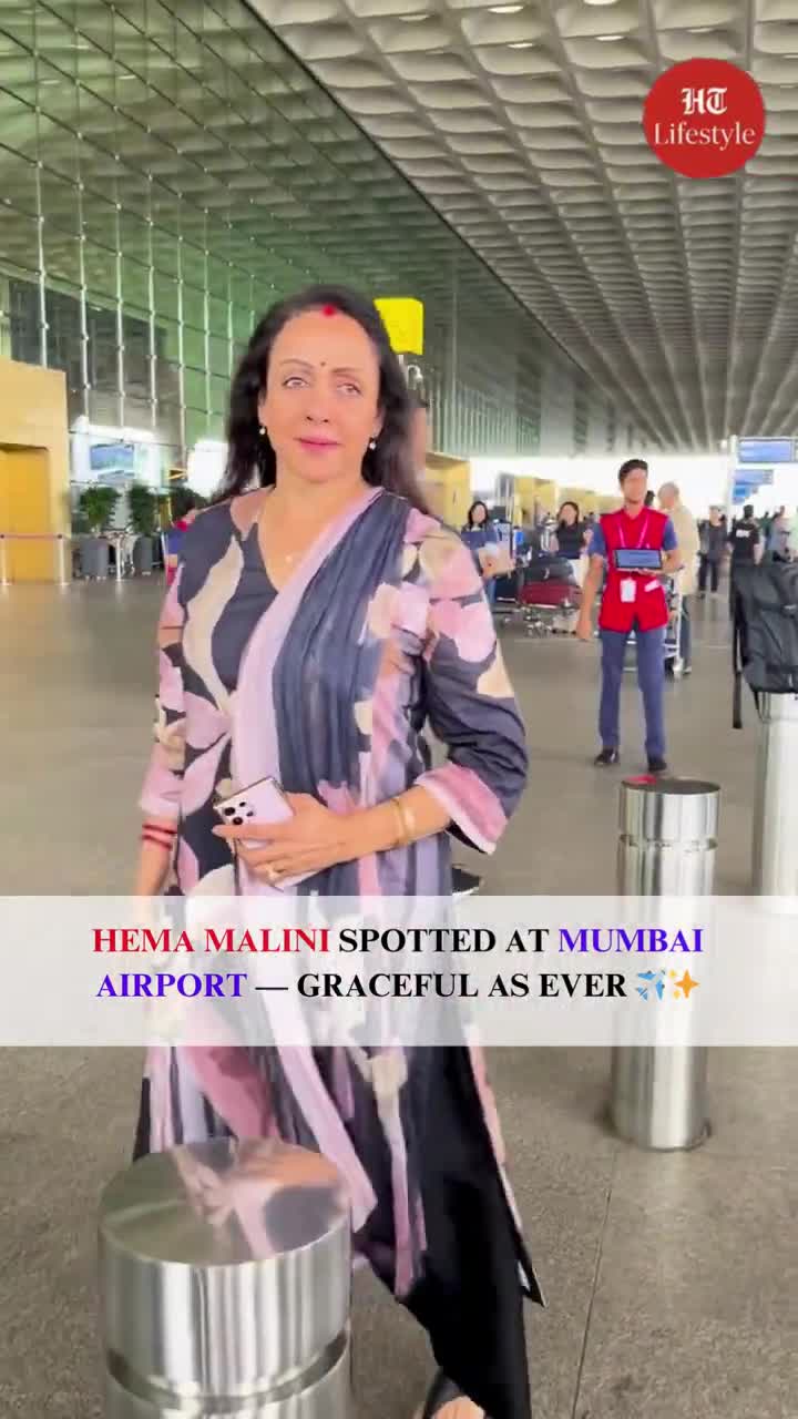 Hema Malini spotted at Mumbai airport graceful as ever