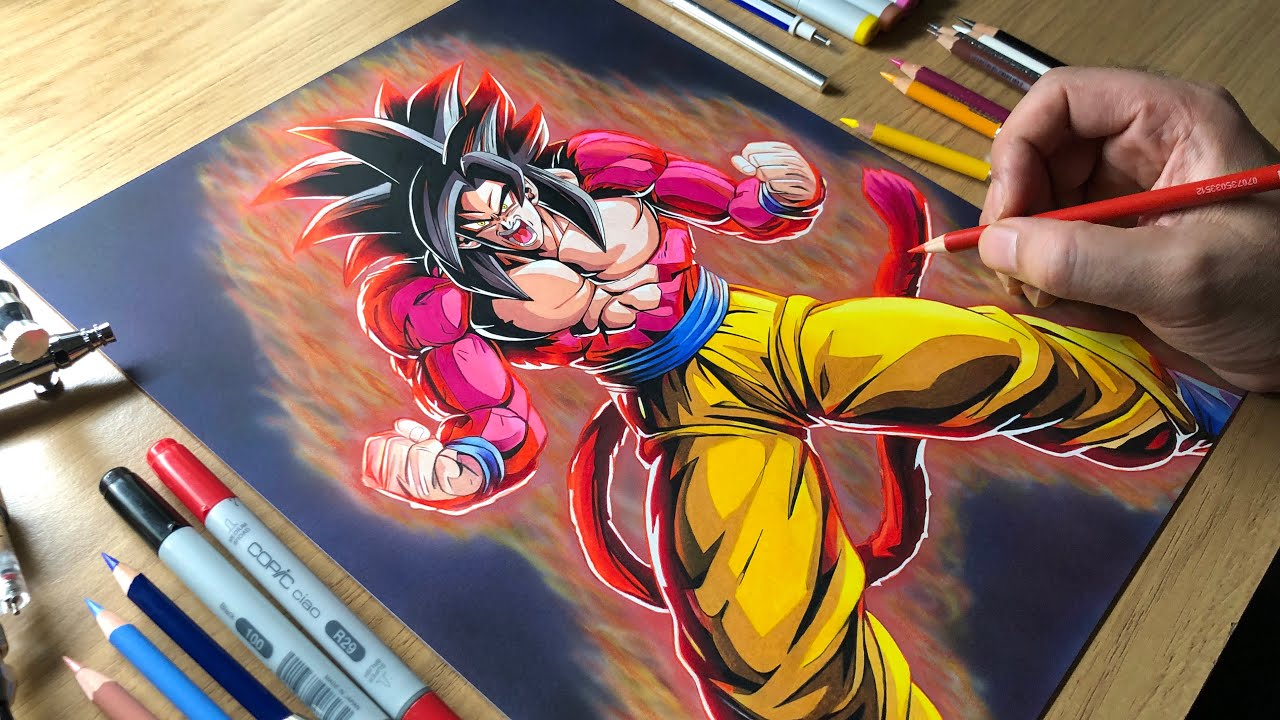 Goku Super Saiyan 4 Drawing: Amazing DBZ Time-Lapse Art (Full Process)