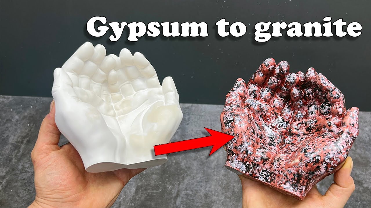 Transform plaster into realistic red and gray granite