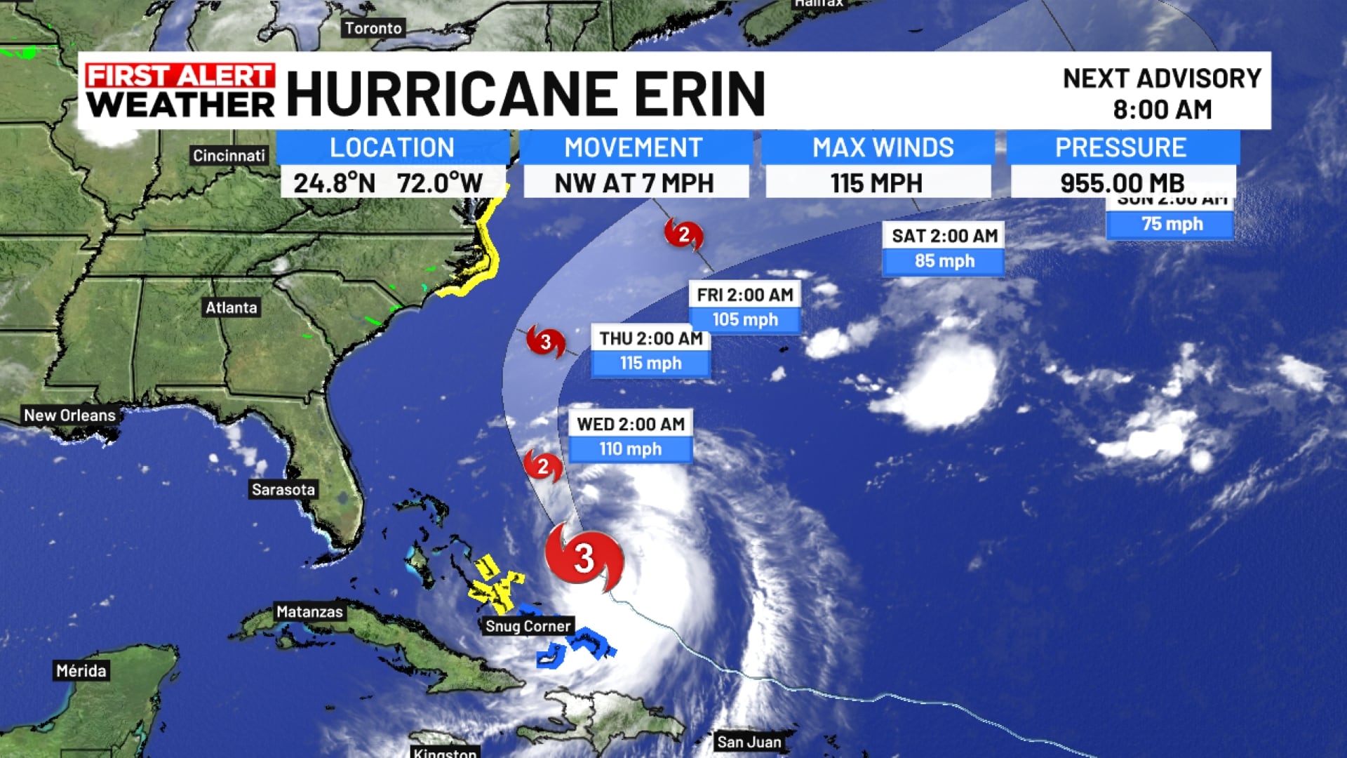 Hurricane Erin 5 AM Update Tuesday