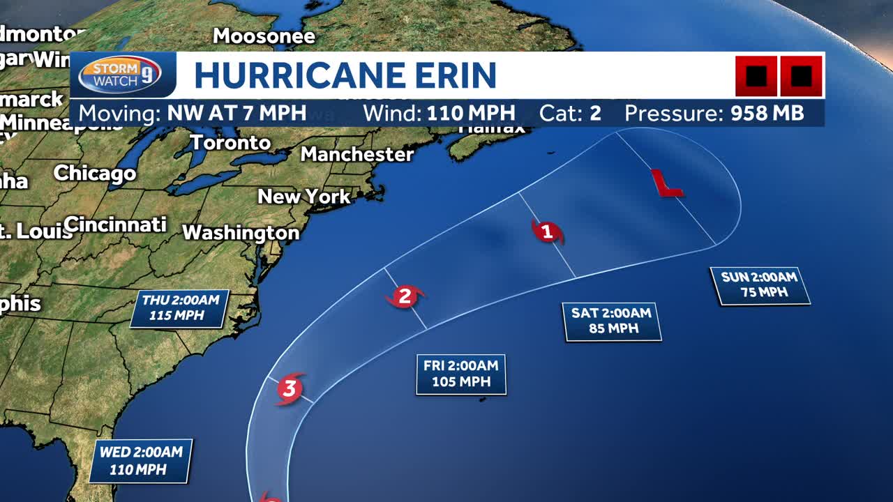 Hurricane Erin track: Latest update keeps storm offshore
