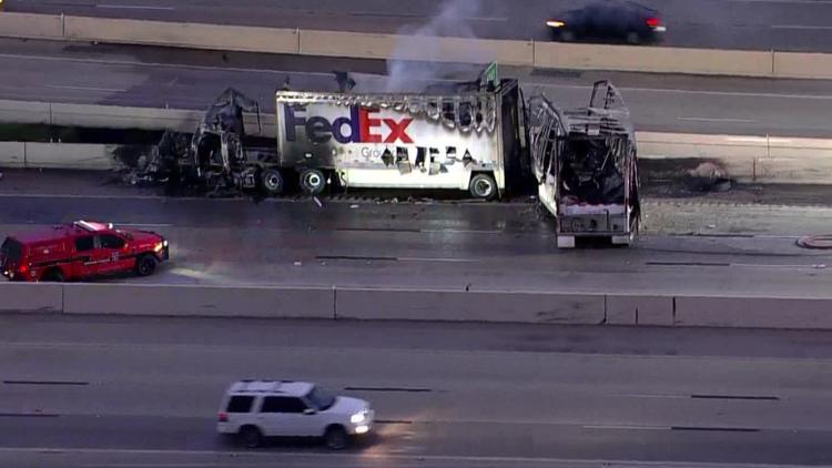 UPDATE: Highway 290 reopens near Highway 99 after a fiery big rig wreck