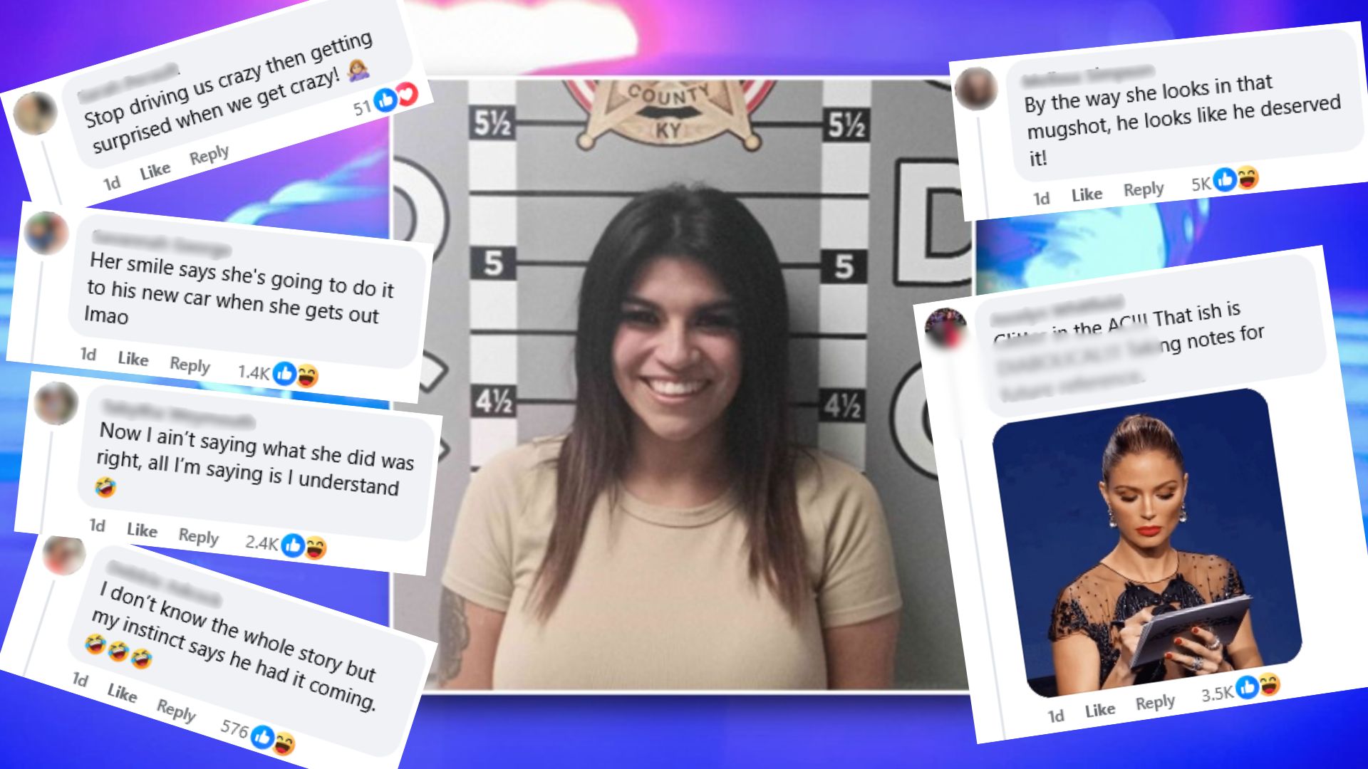 Woman Laughs In Mugshot After Vandalizing Ex’s Car