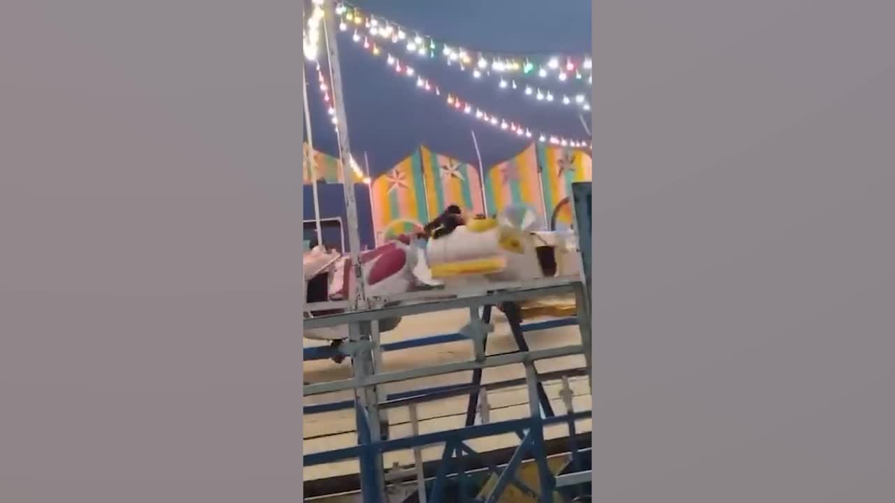 Two people injured as rotating fairground ride collapse in India