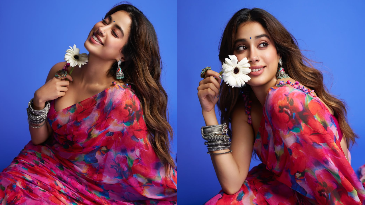 If anyone knows how to style a floral saree right, it's Janhvi Kapoor ...