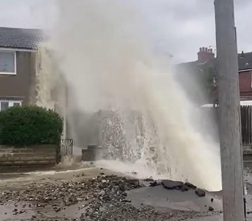 WATCH: Video shows huge water main burst which caused chaos in Crigglestone