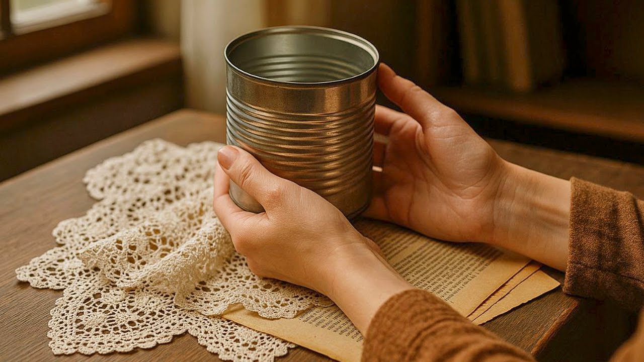 Stunning DIY Craft from Tin Can, Lace, and Old Book