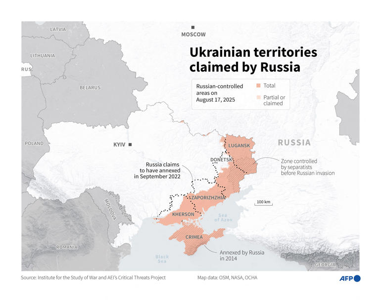 Maps show Ukrainian territories claimed by Russia