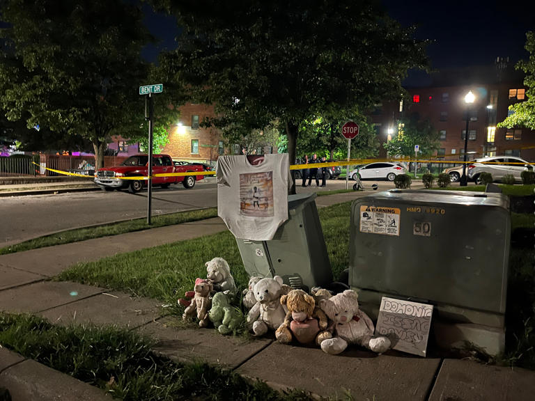Murdered child’s memorial lined by crime scene tape during latest ...