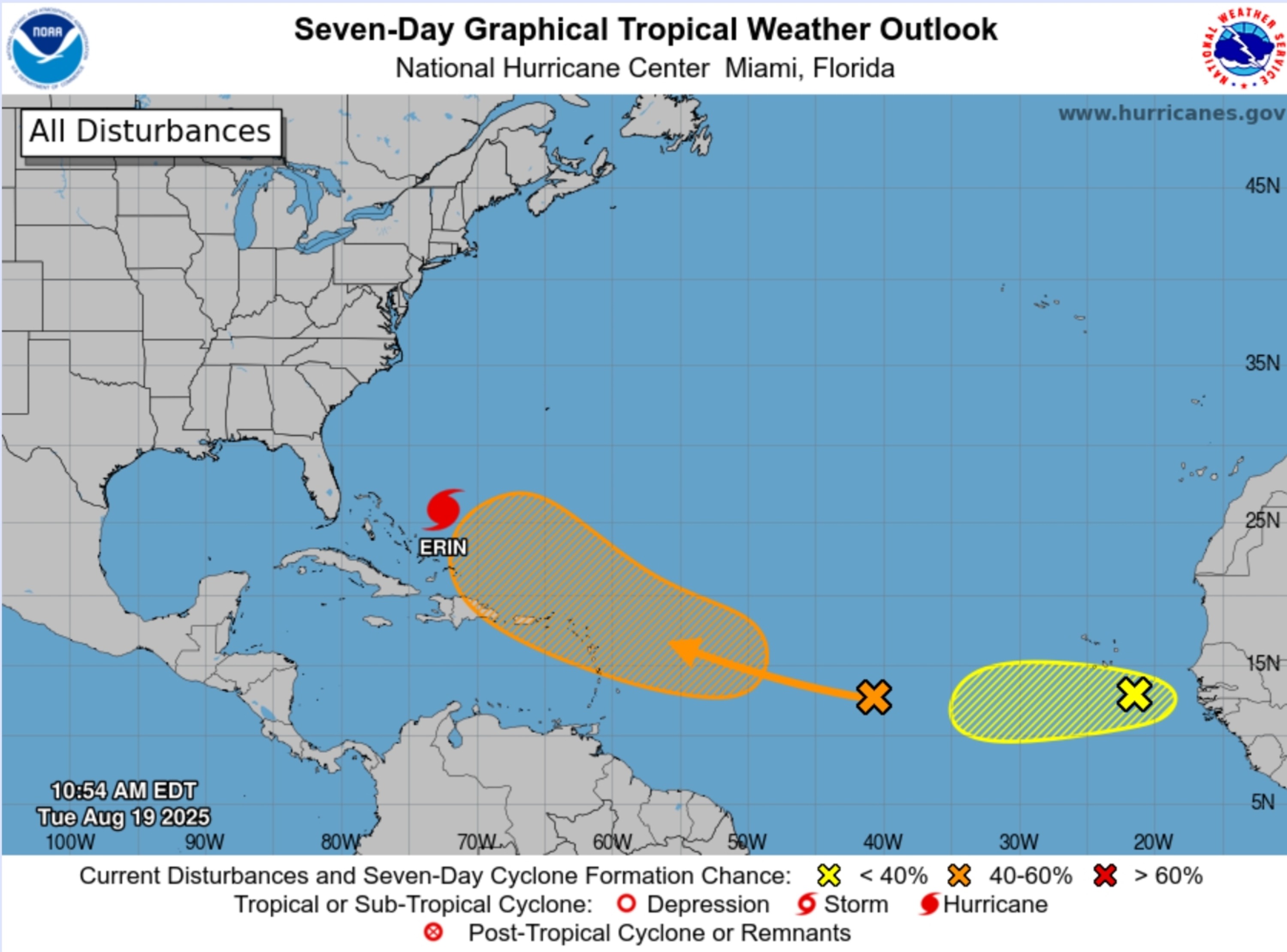 Spaghetti models show potential paths of next two tropical storms
