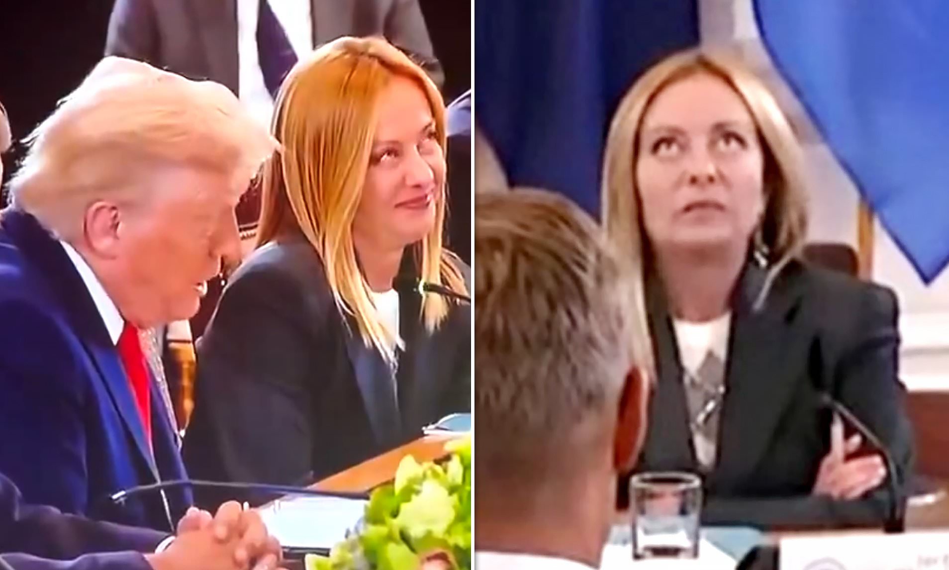 Italy's Giorgia Meloni's side-eye goes viral as she's seated next to ...