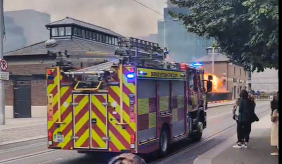 Dublin traffic chaos as large fire erupts on George’s Dock
