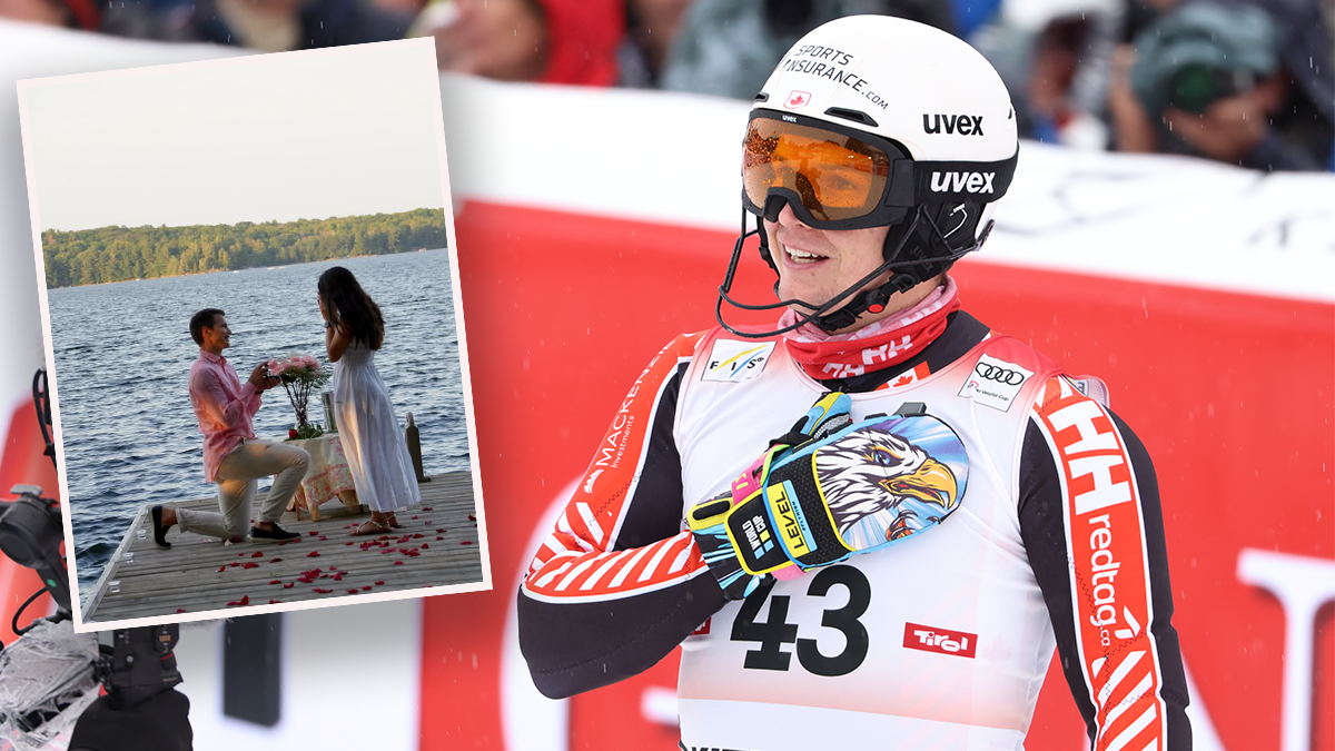 Ski-Ass macht romantischen Antrag am See