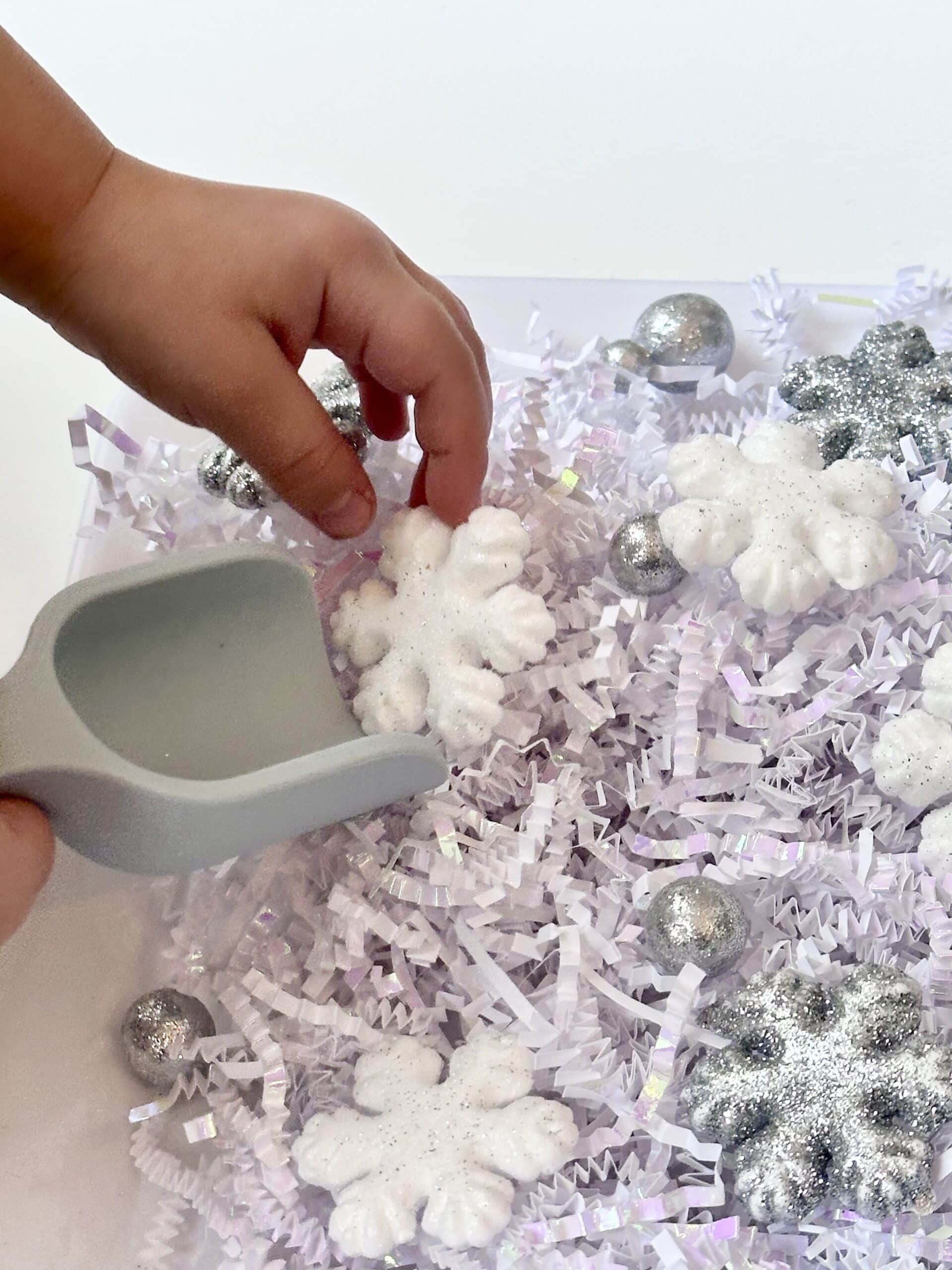 Fun Snowflake Sensory Bin For Toddlers and Preschoolers