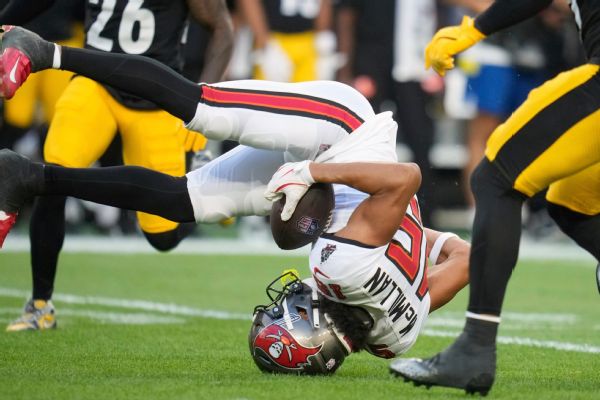 Bucs WR Jalen McMillan (neck) to miss time after awkward fall