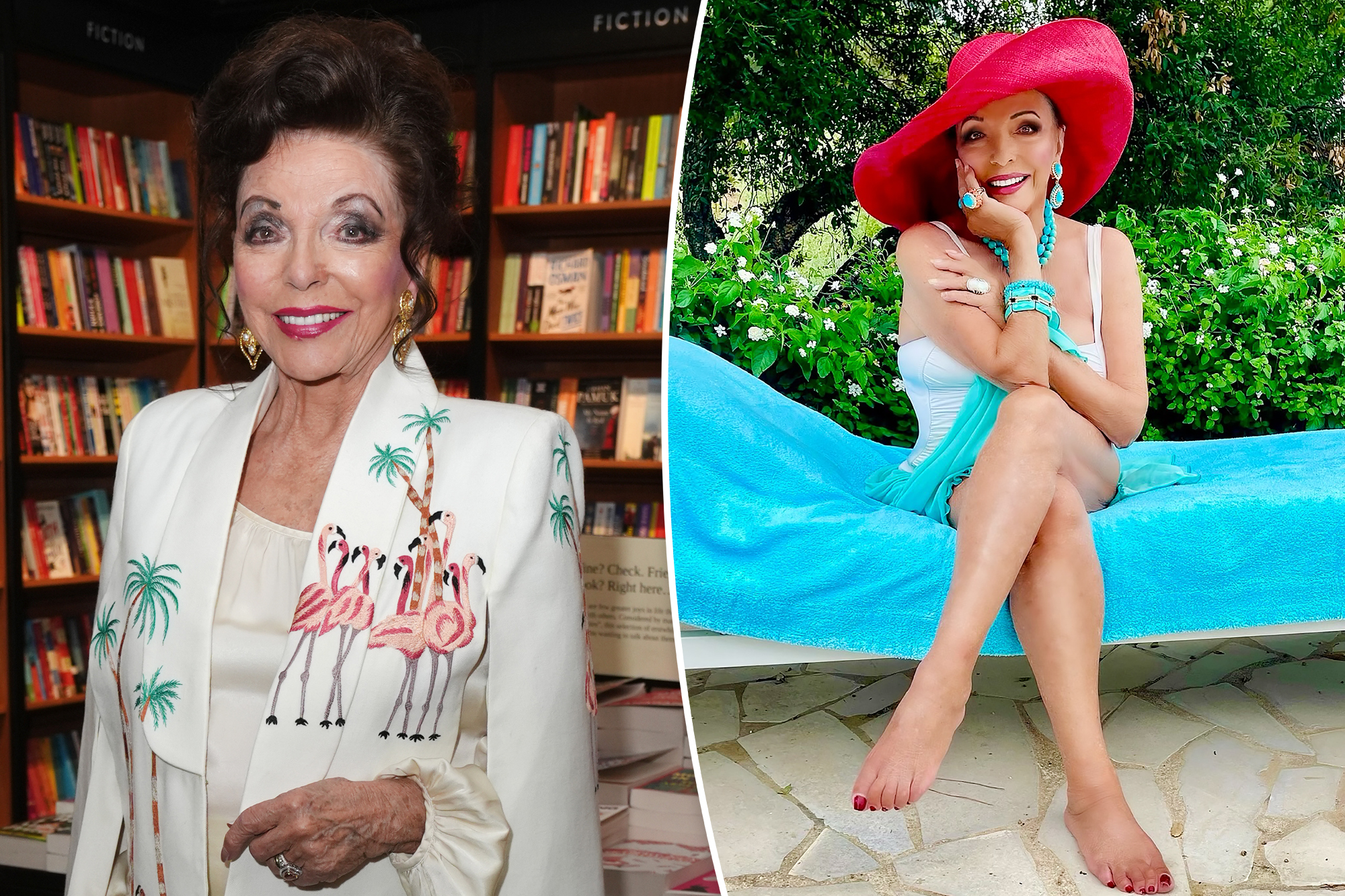 Joan Collins, 92, stuns in white swimsuit as she poses poolside on ...