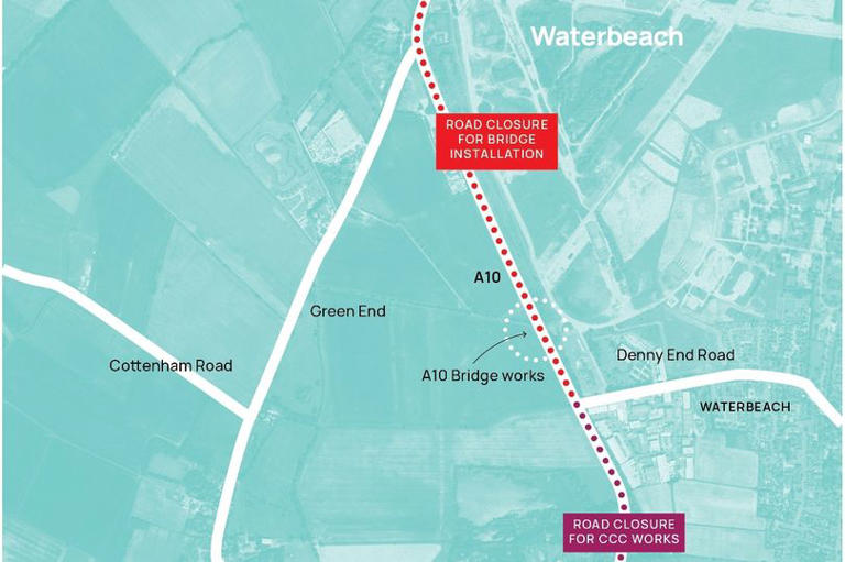 A10 to shut for three weekends while new bridge is lifted into place