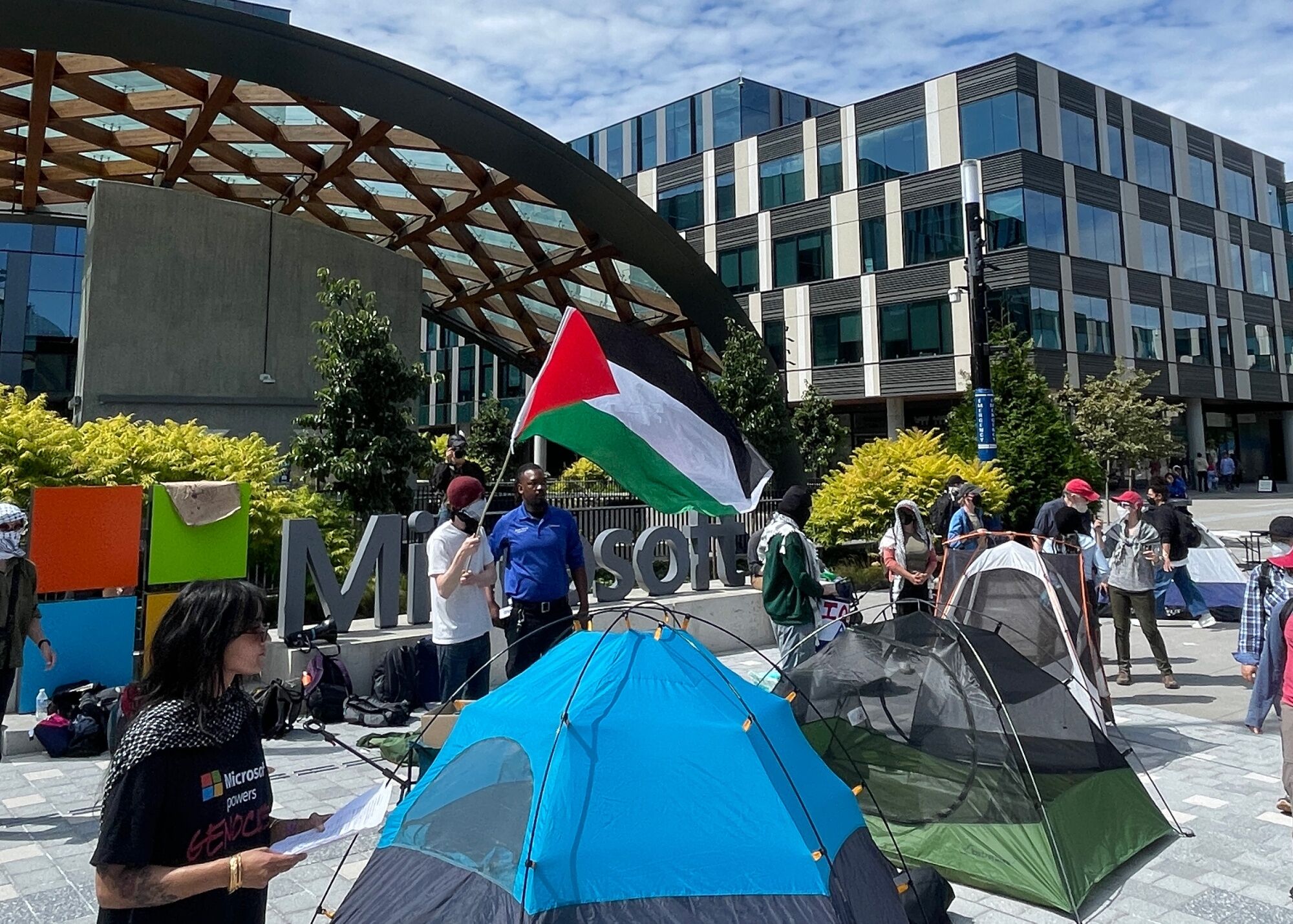 Microsoft Workers Protesting Israel Ties Rally at Company HQ