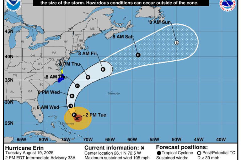 Hurricane Erin could bring some impacts to CT as it stays offshore ...