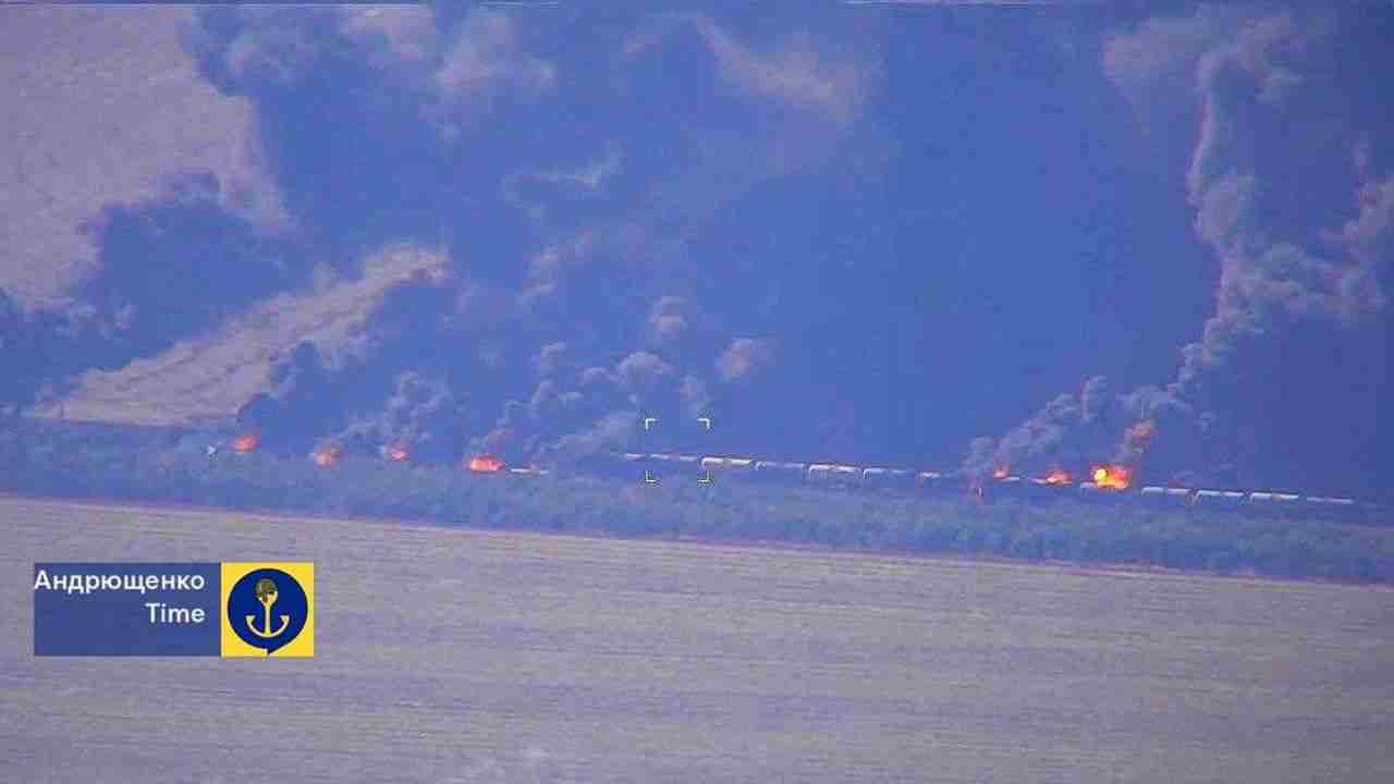 Russian fuel train destroyed by Ukrainian drones in Zaporizhzhia