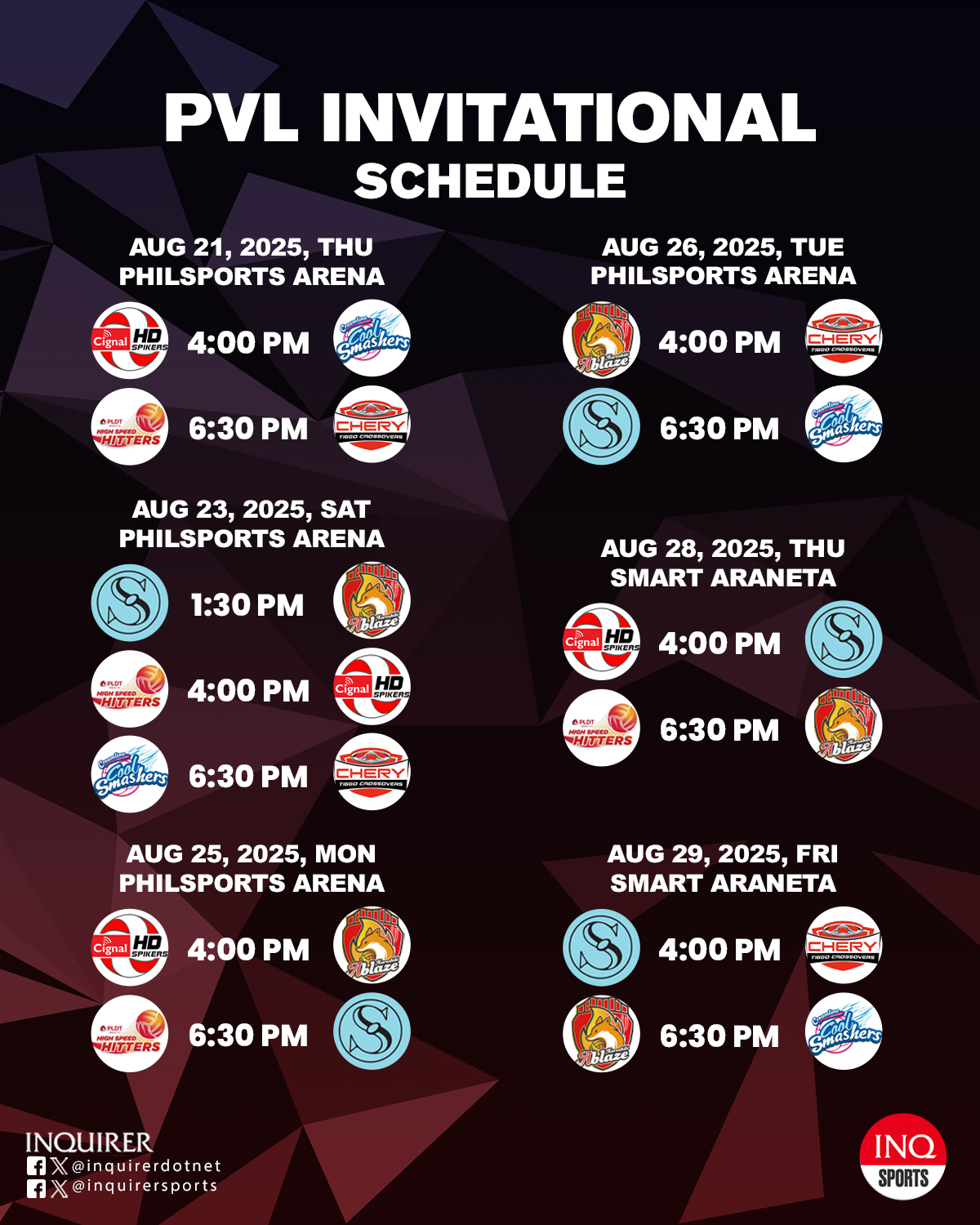 SCHEDULE: 2025 PVL Invitational tournament