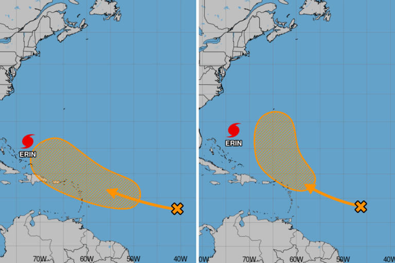 Path of potential cyclone behind Hurricane Erin suddenly shifts