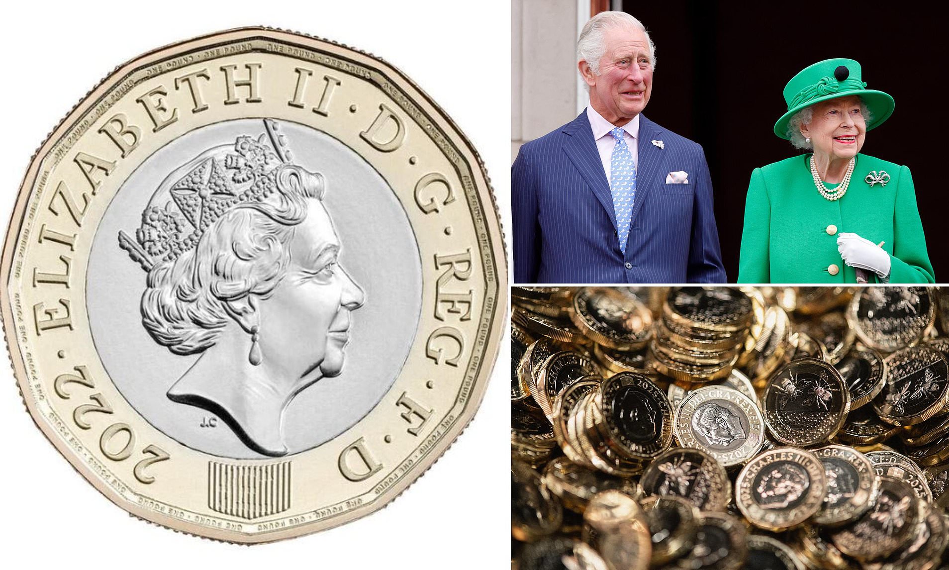Final and rarest batch of £1 coins bearing the portrait of Queen ...