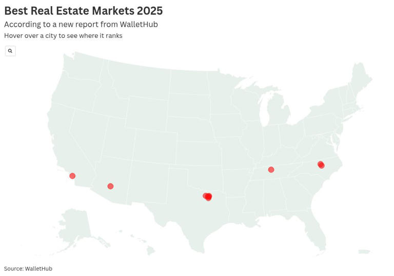 Map shows US cities with the best real estate markets