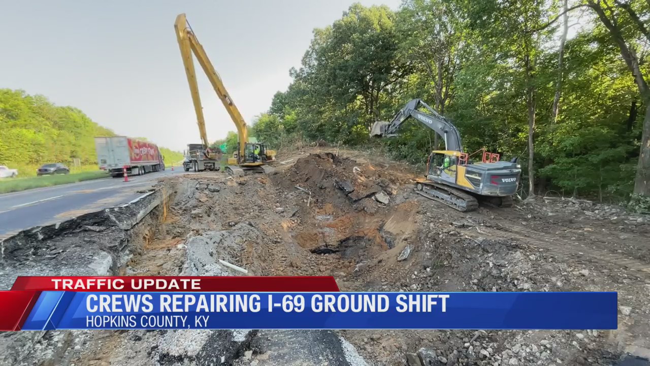 Crews repairing I-69 ground shift
