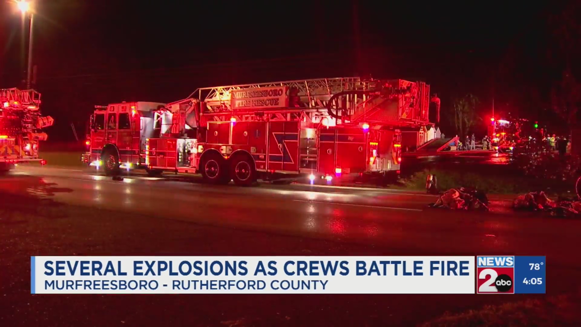 Several explosions as crews battle fire in Murfreesboro