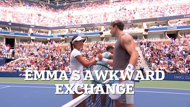 Emma Raducanu shares an awkward exchange at the net with Jack Draper