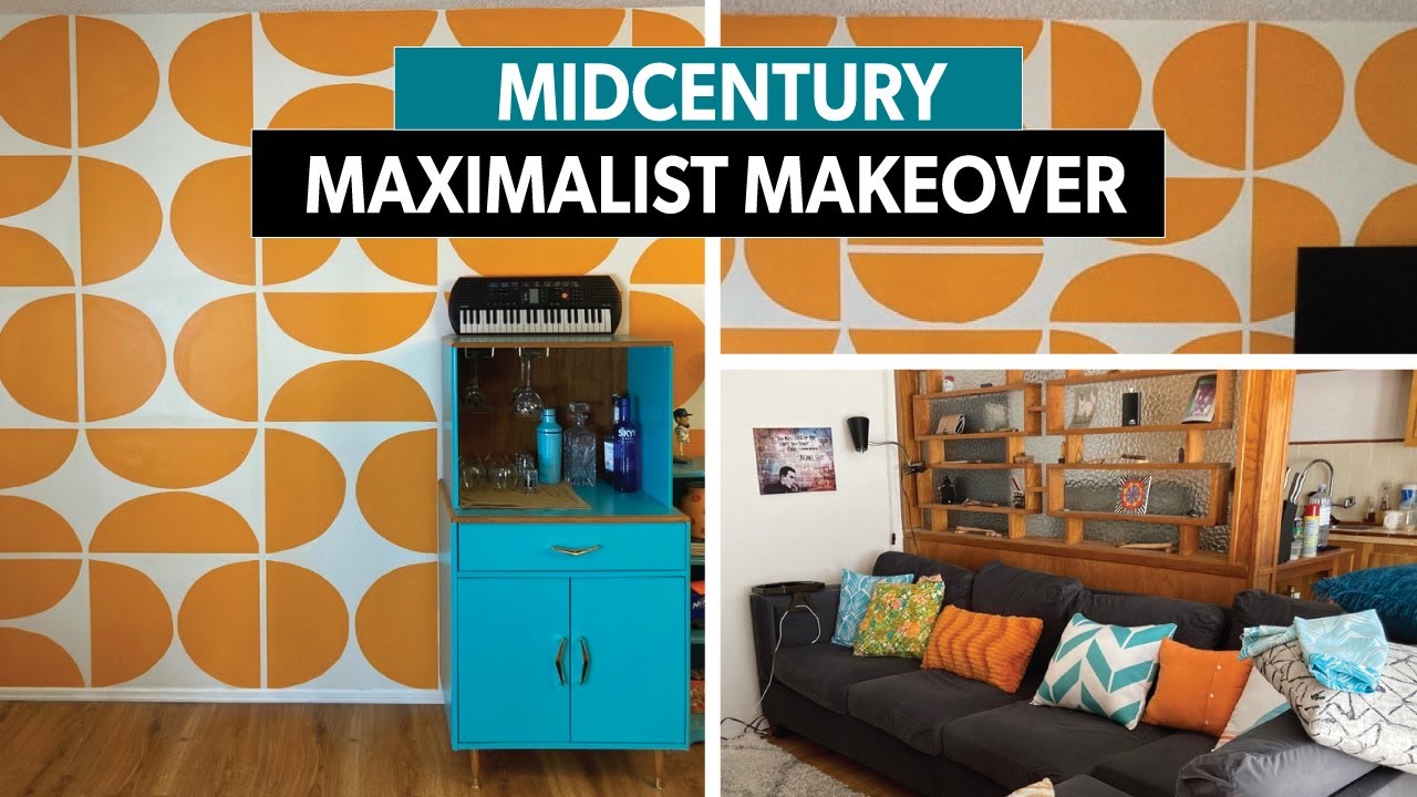 Design a colorful, midcentury, renter-friendly living room