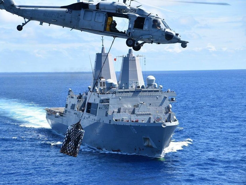 Crews fought a fire aboard US Navy amphibious warship USS New Orleans ...
