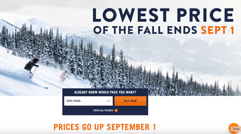 Get your Epic Passes for ski season before the price increases Sept. 1