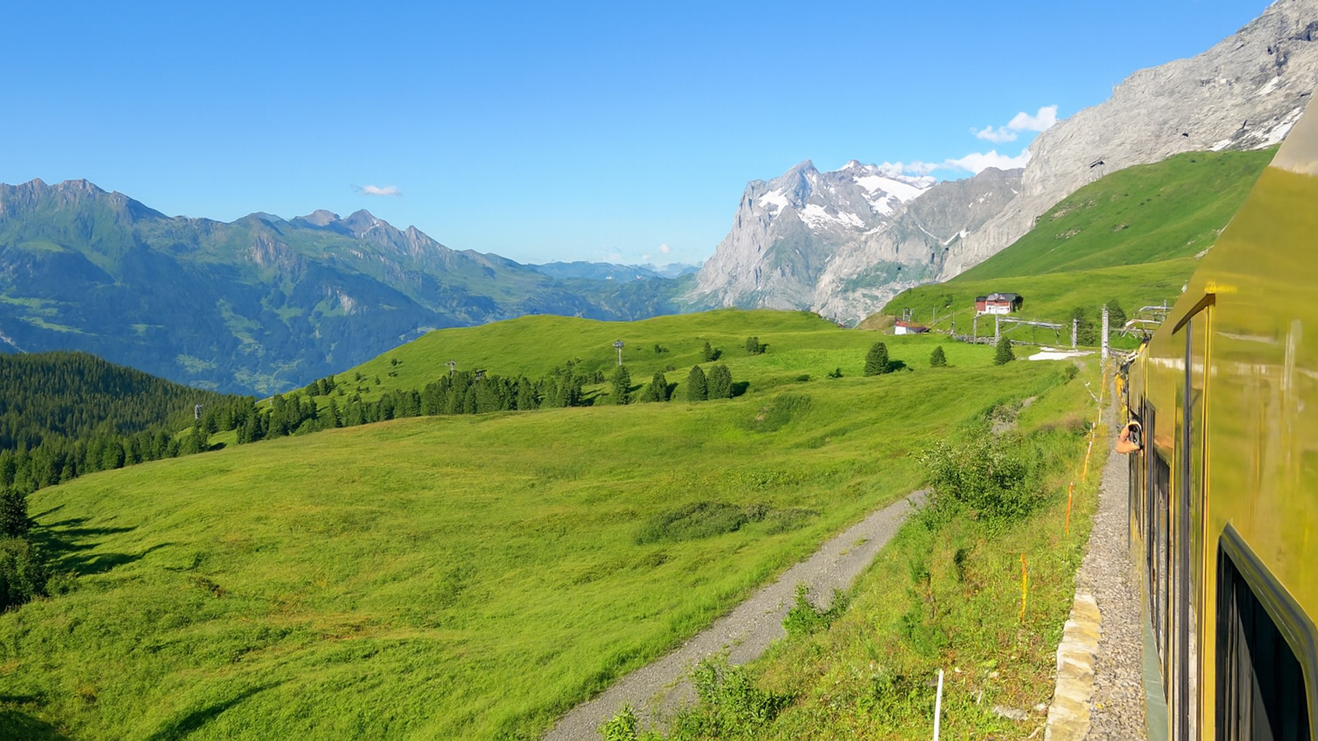 Viaggio panoramico in treno da Kleine Scheidegg a Grindelwald, Alpi ...
