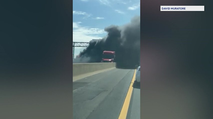 Tractor-trailer, ice cream truck burn after East Rutherford crash