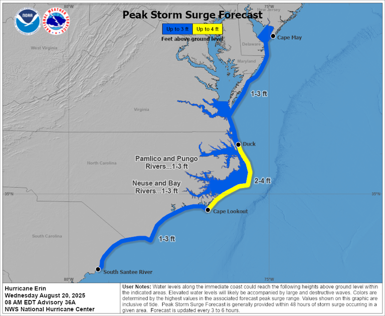 Hurricane Erin tracker: Latest path shows Category 2 storm heading ...