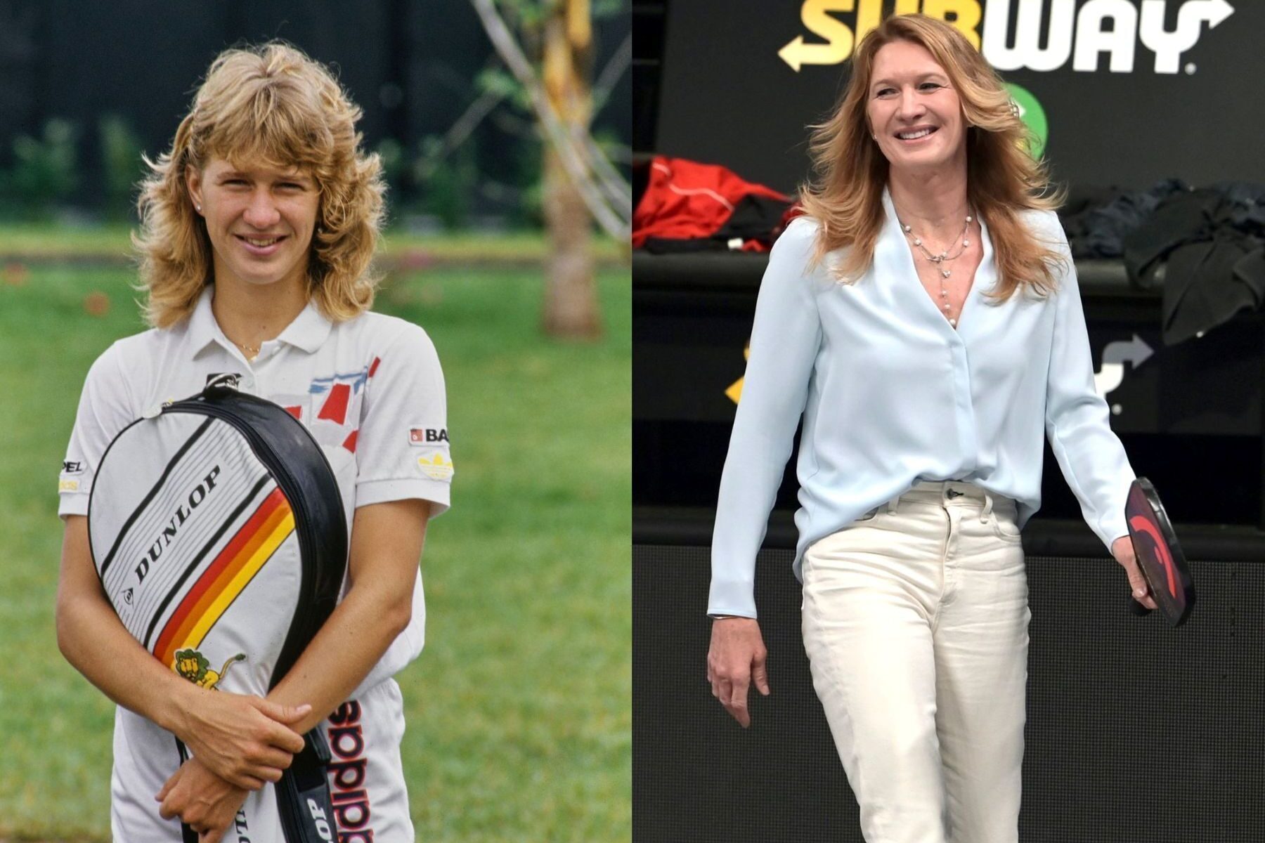 Tennis legends, then and now