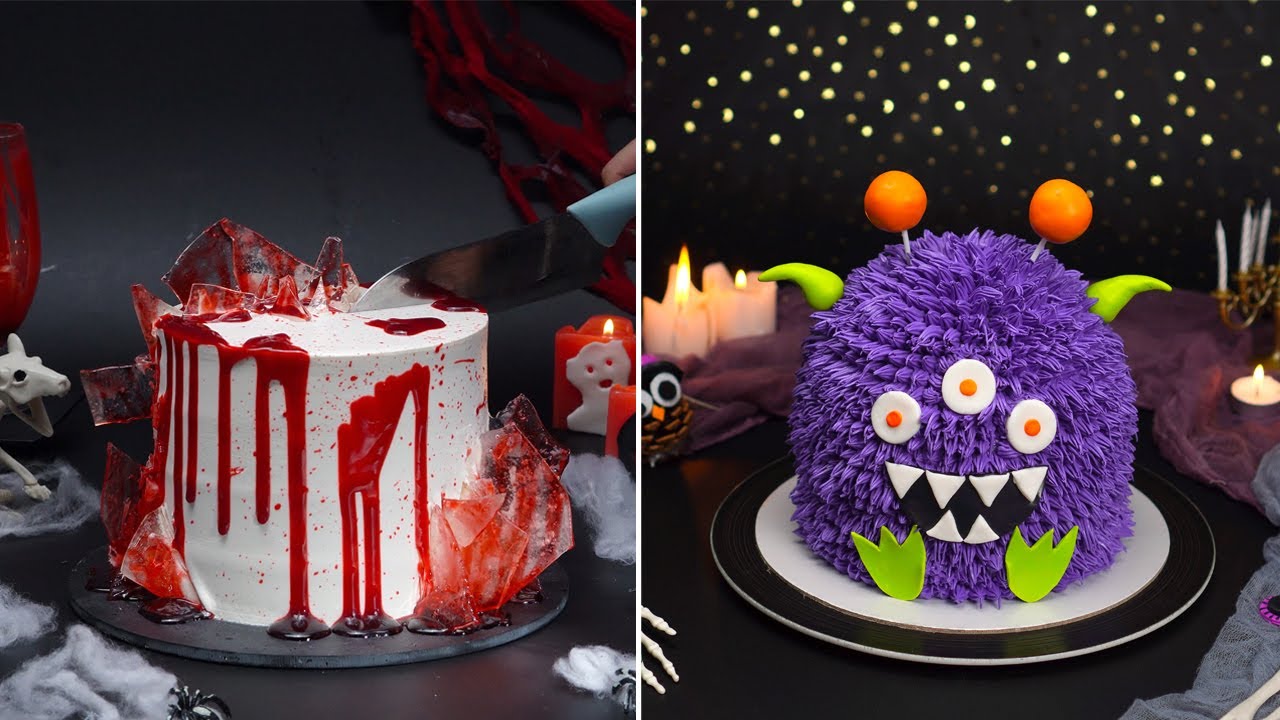 How to Make Halloween Monster and Blood Drip Cakes