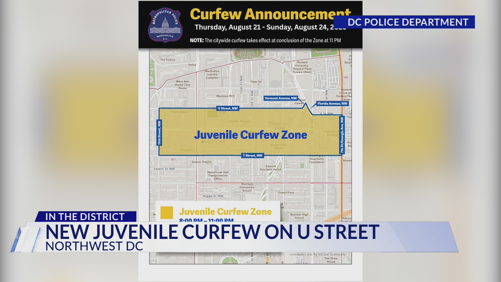 DC police chief announces new Juvenile Curfew Zone along U Street corridor