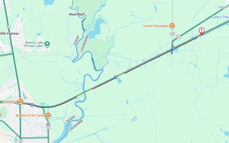 I-10 E backed up at Texas line; congestion cleared on I-10 W
