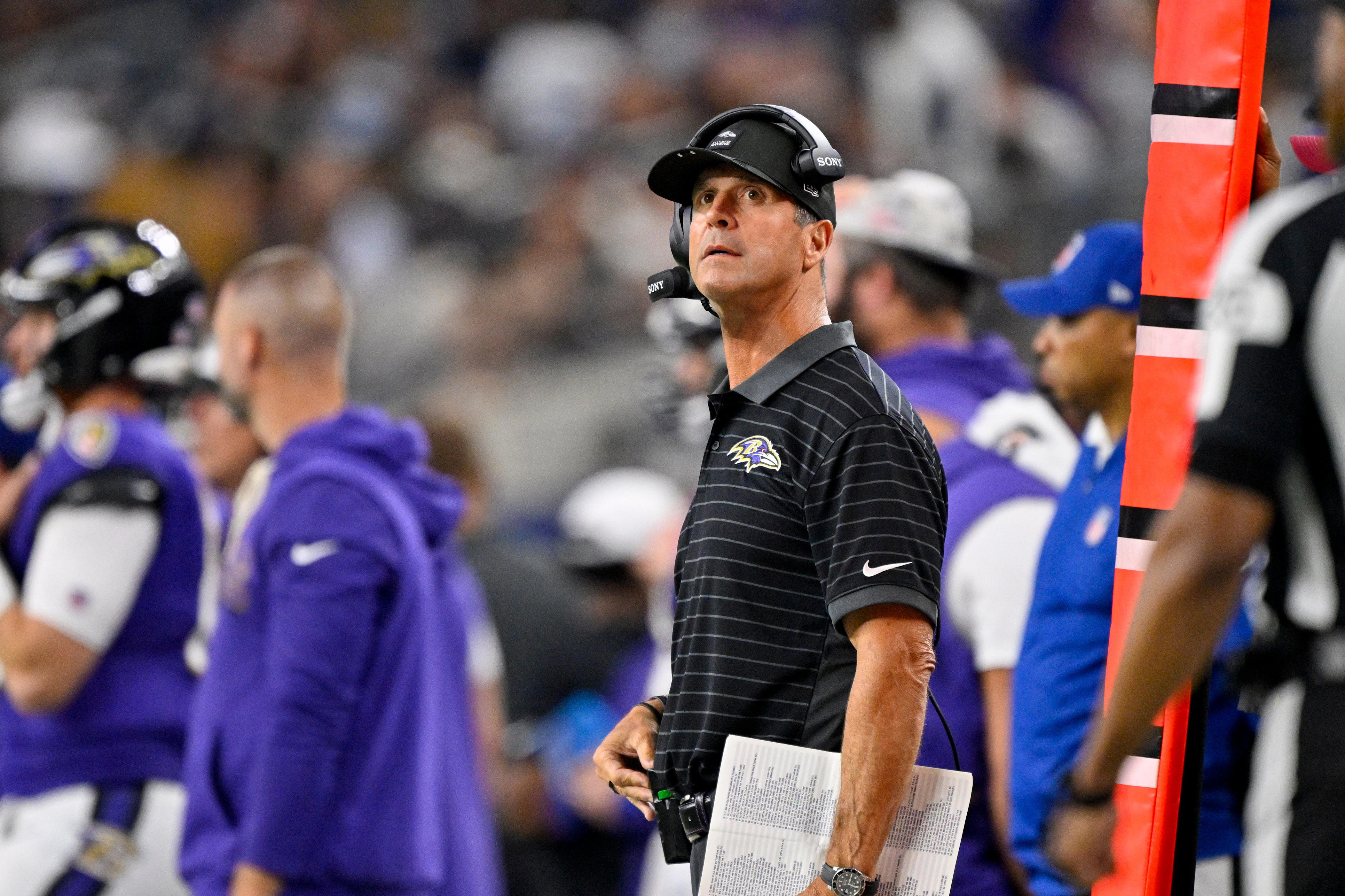 What East Rutherford restaurant hosted John Harbaugh, Joe Schoen meal?